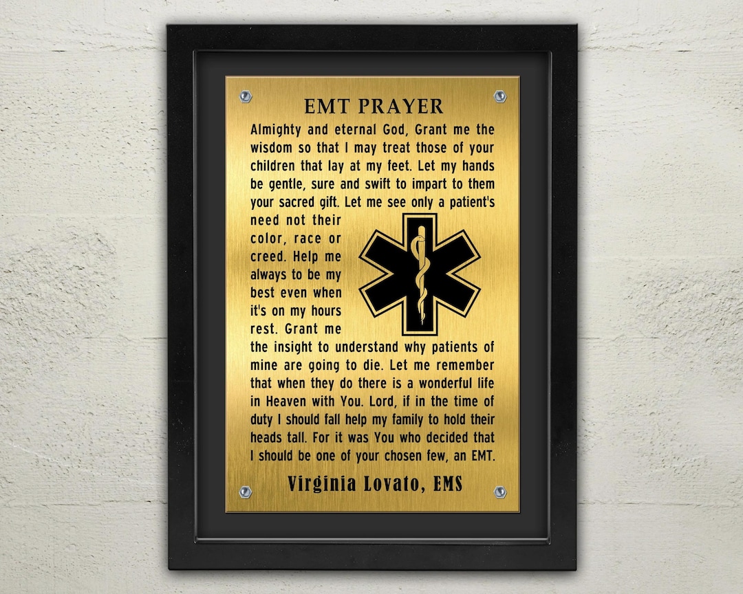 EMT Prayer Framed Plaque | Personalized Emts Gift | First Responder | an Emt's Prayer ...