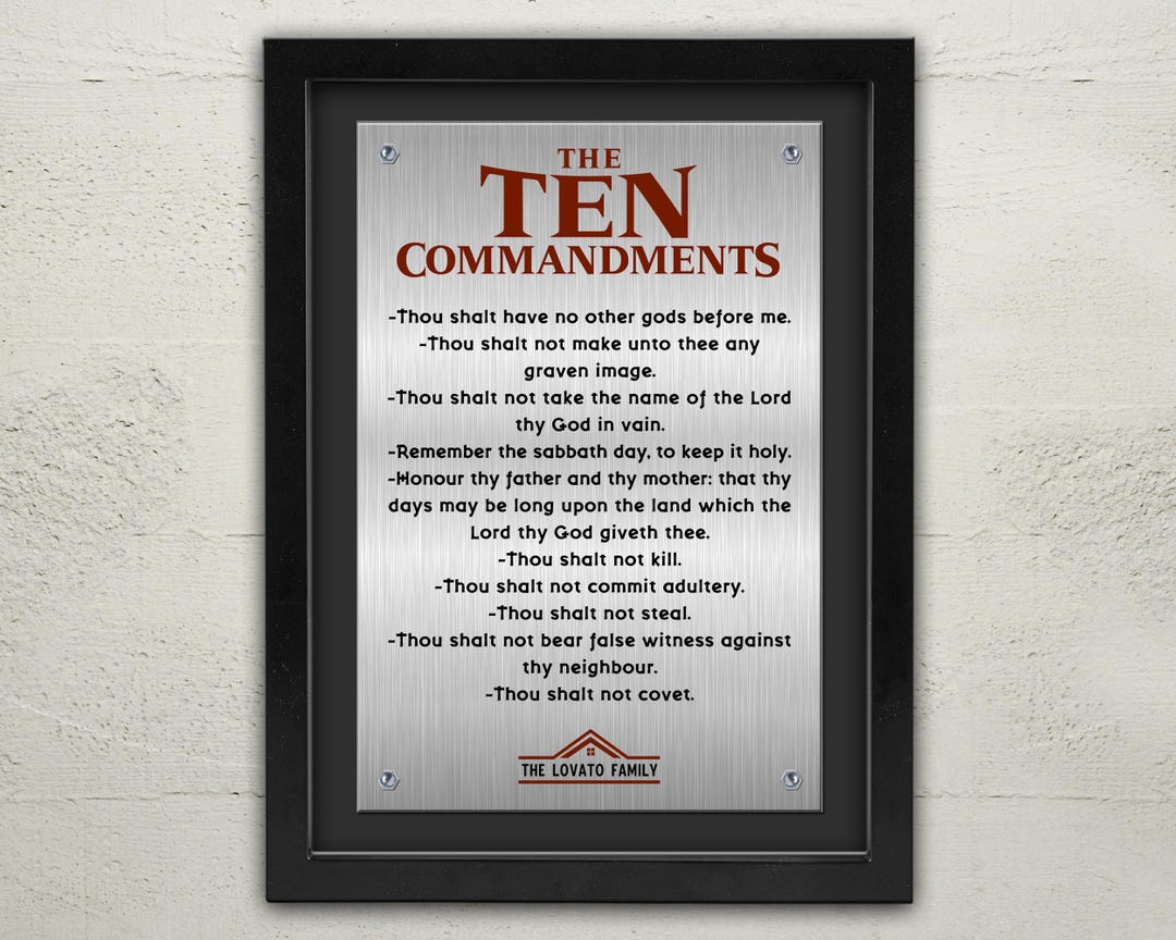 The Ten Commandments Framed Plaque: Carved Metal Christian Wall Art - Etsy