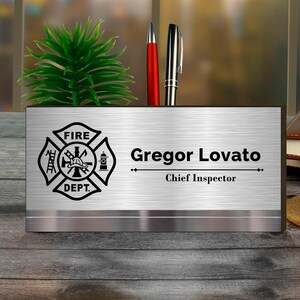 Personalized Firefighter Desk Name Plate: Fire Department Logo Gift - Etsy