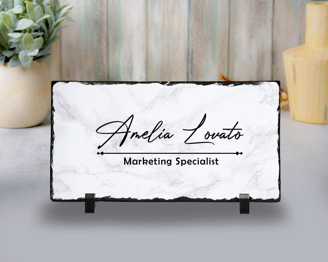 Personalized Stone Desk Name Plate: Custom Office Decor, New Job Gift ...