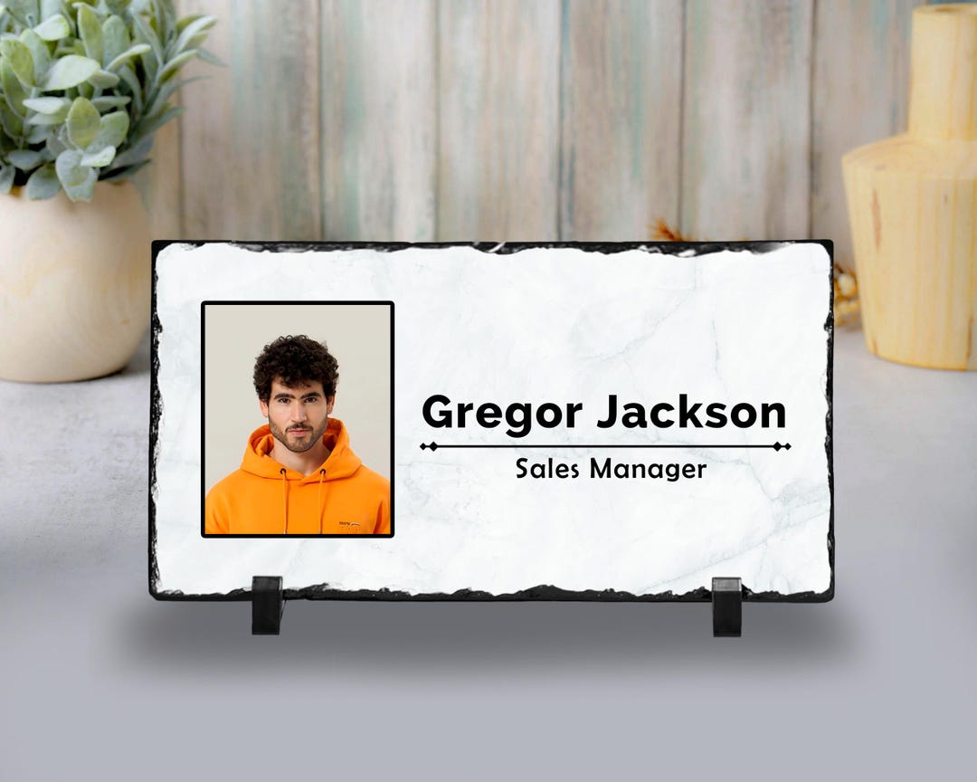 Personalized Stone Desk Name Plate: Unique Office Decor, New Job Gift ...
