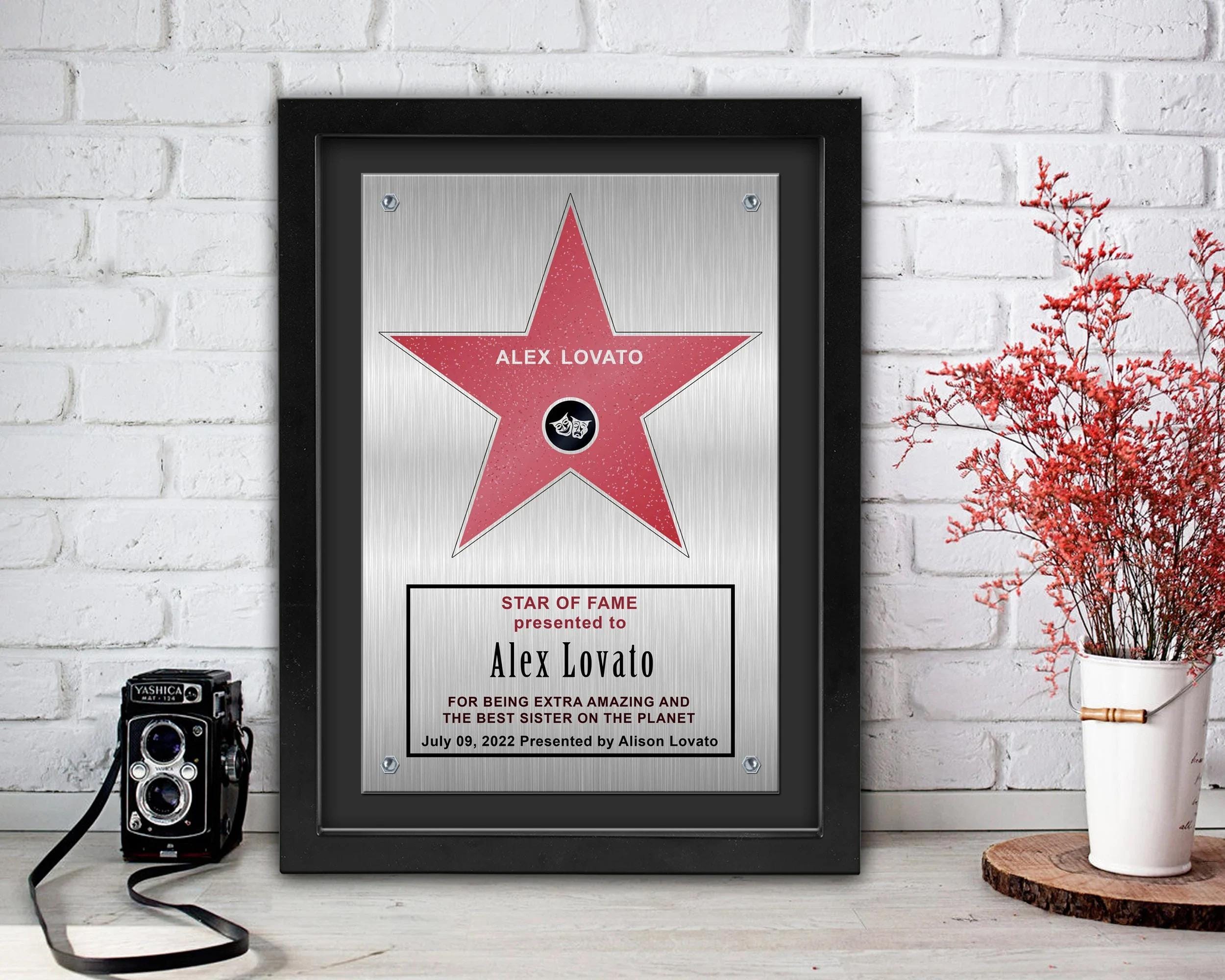 Personalized Hollywood Star of Fame Award: Framed Plaque, Recognition ...