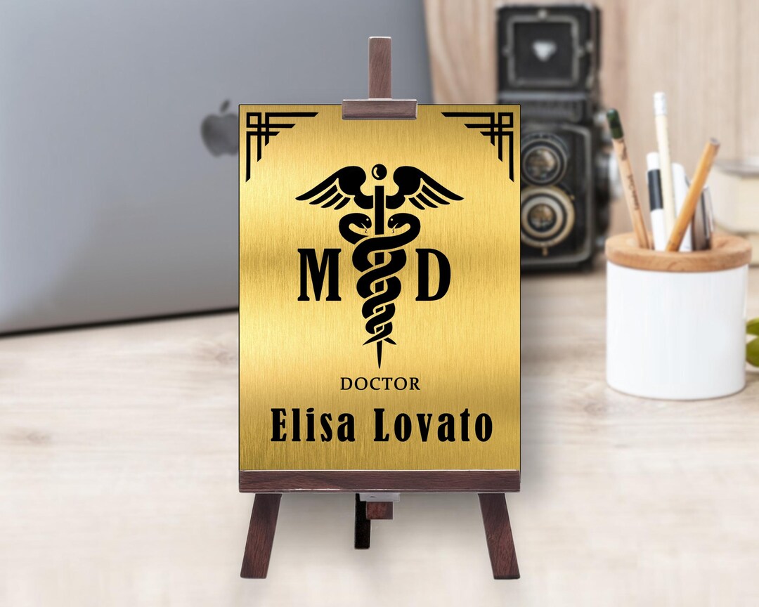 Personalized MD for Medical Doctor Desktop Easel / Metal Tabletop Print ...