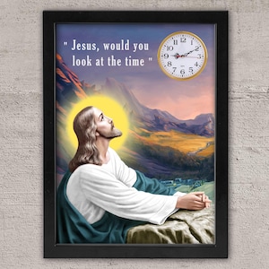Jesus Religious Framed Clock Decor, Printed Full Colour, Battery ...