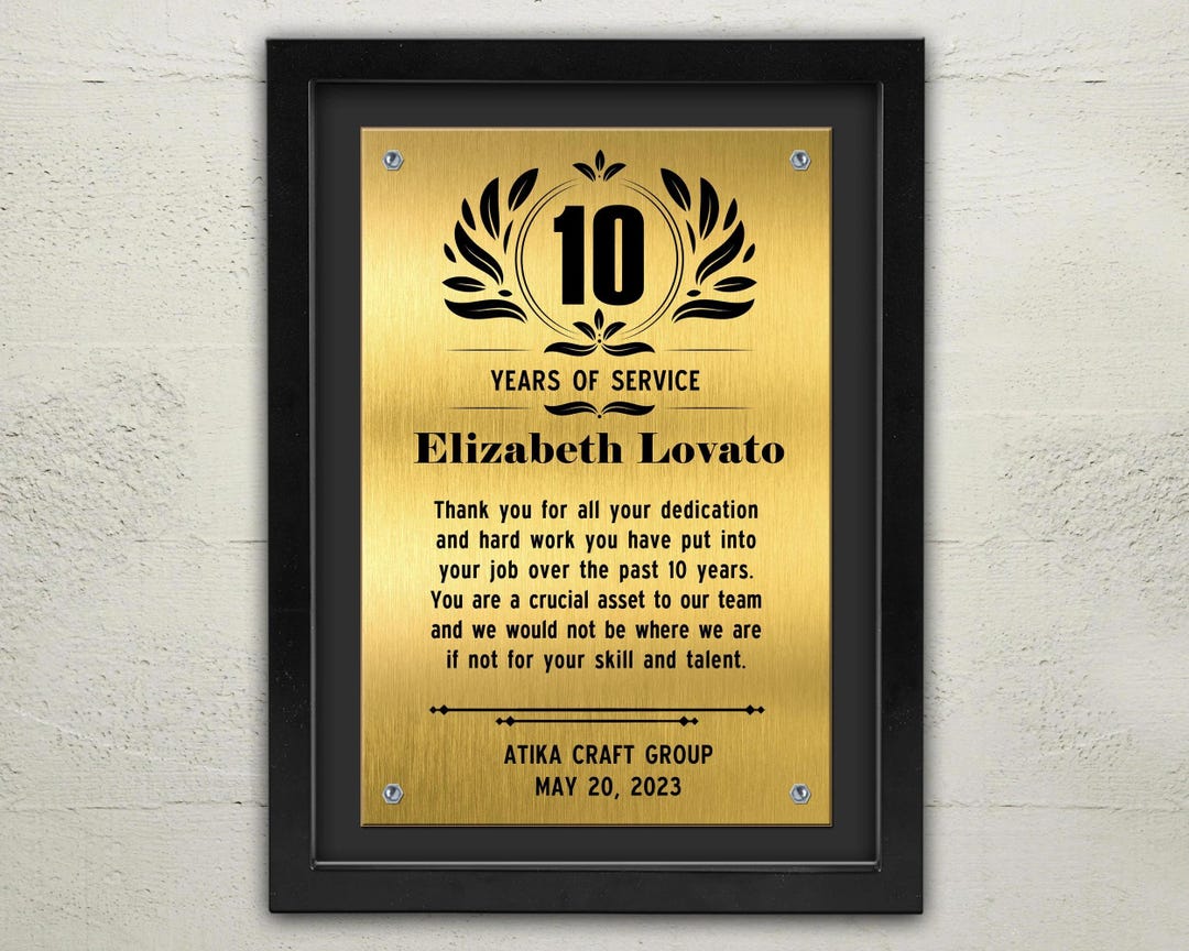 Work Anniversary Plaque: Personalized Employee Recognition Award ...