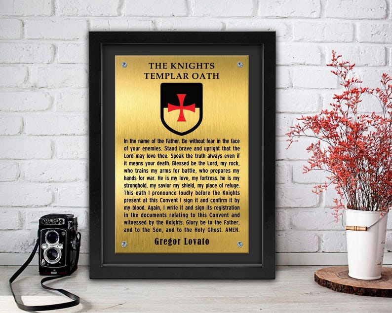 The Knights Templar Oath Framed Plaque, Personalized Knights Templa for ...