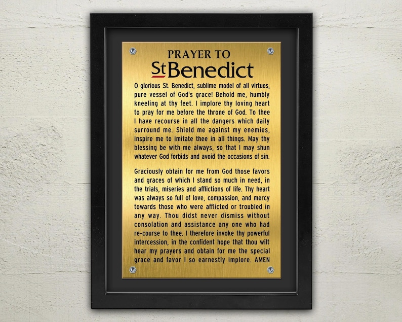 St. Benedict Prayer Plaque: Catholic Metal Wall Sign (12x16 Inch) - Etsy
