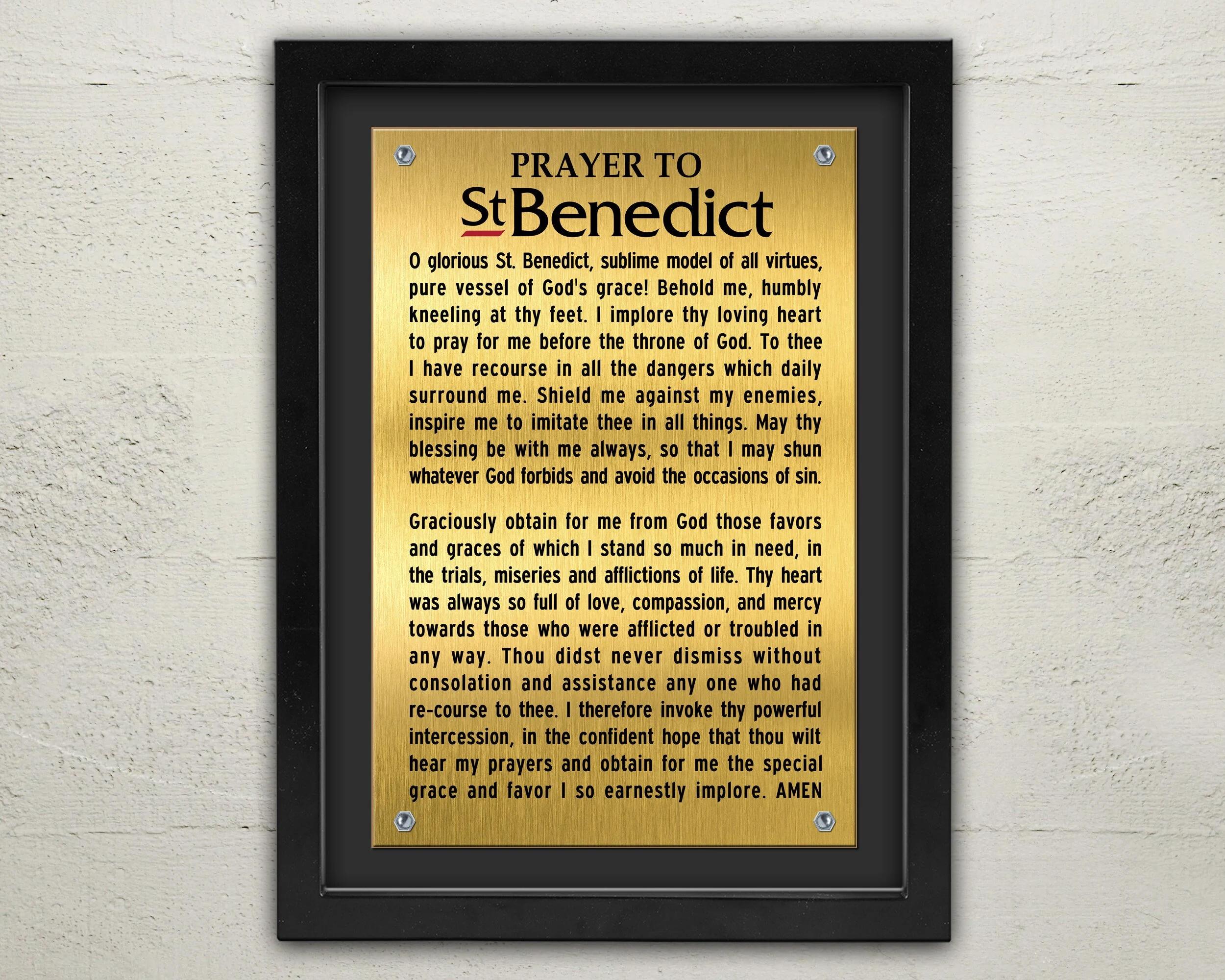 St. Benedict Prayer Plaque: Catholic Metal Wall Sign (12x16 Inch) - Etsy