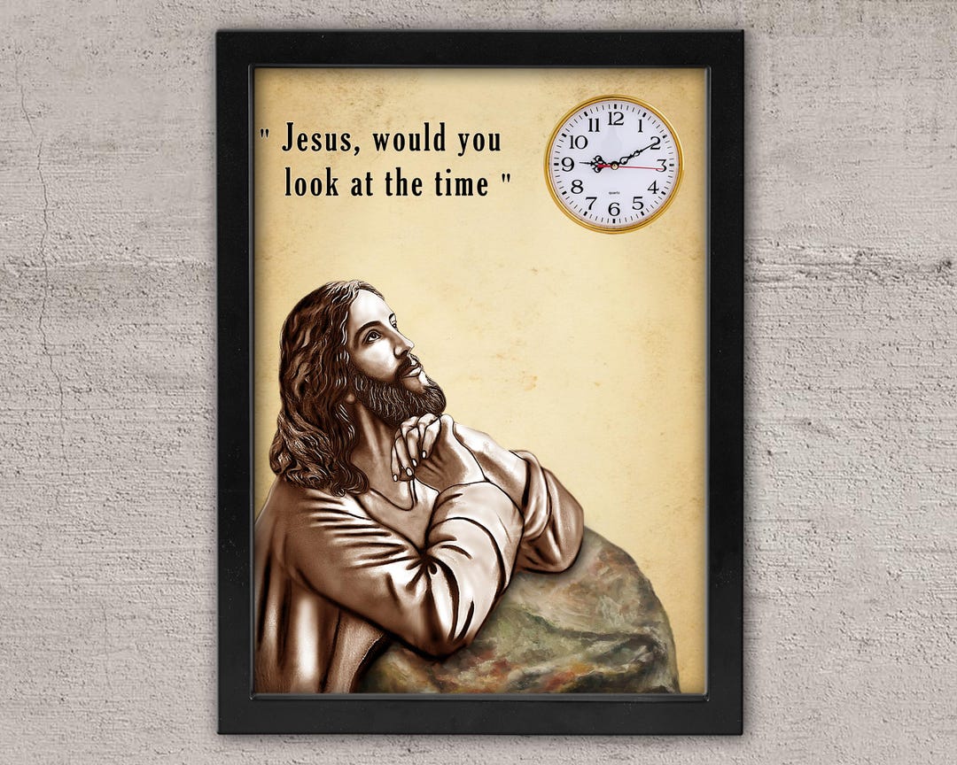 Jesus Framed Clock Decor: Funny Religious Wall Art - Etsy