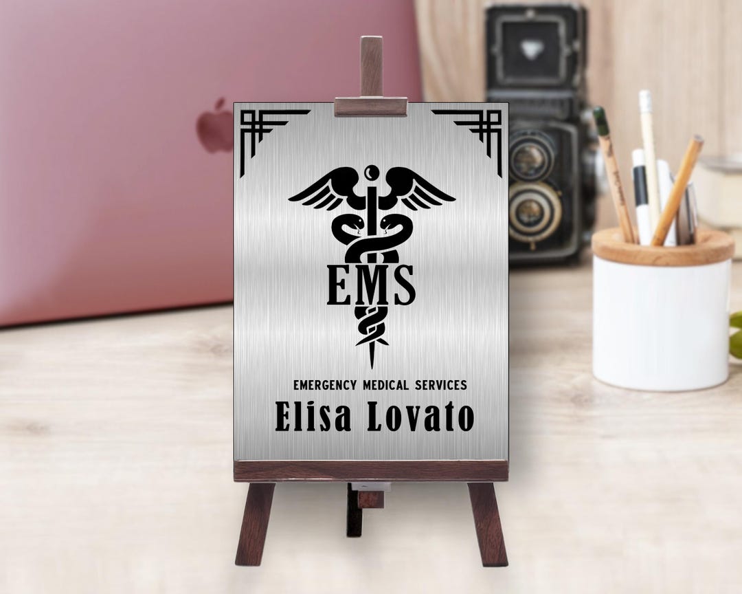 Custom EMS for Emergency Medical Services Desktop Easel, Metal Tabletop ...