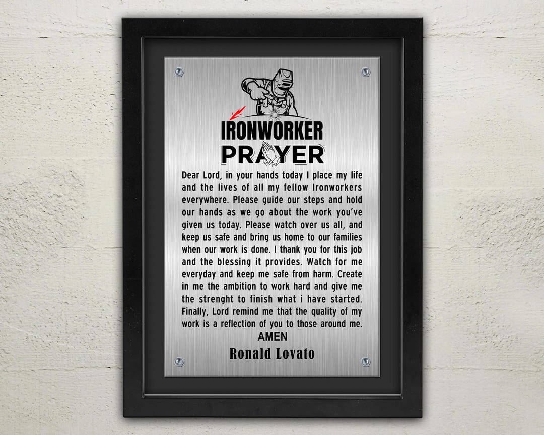 Ironworker's Prayer Plaque Wall Art Decor, Ironworkers Gift ...