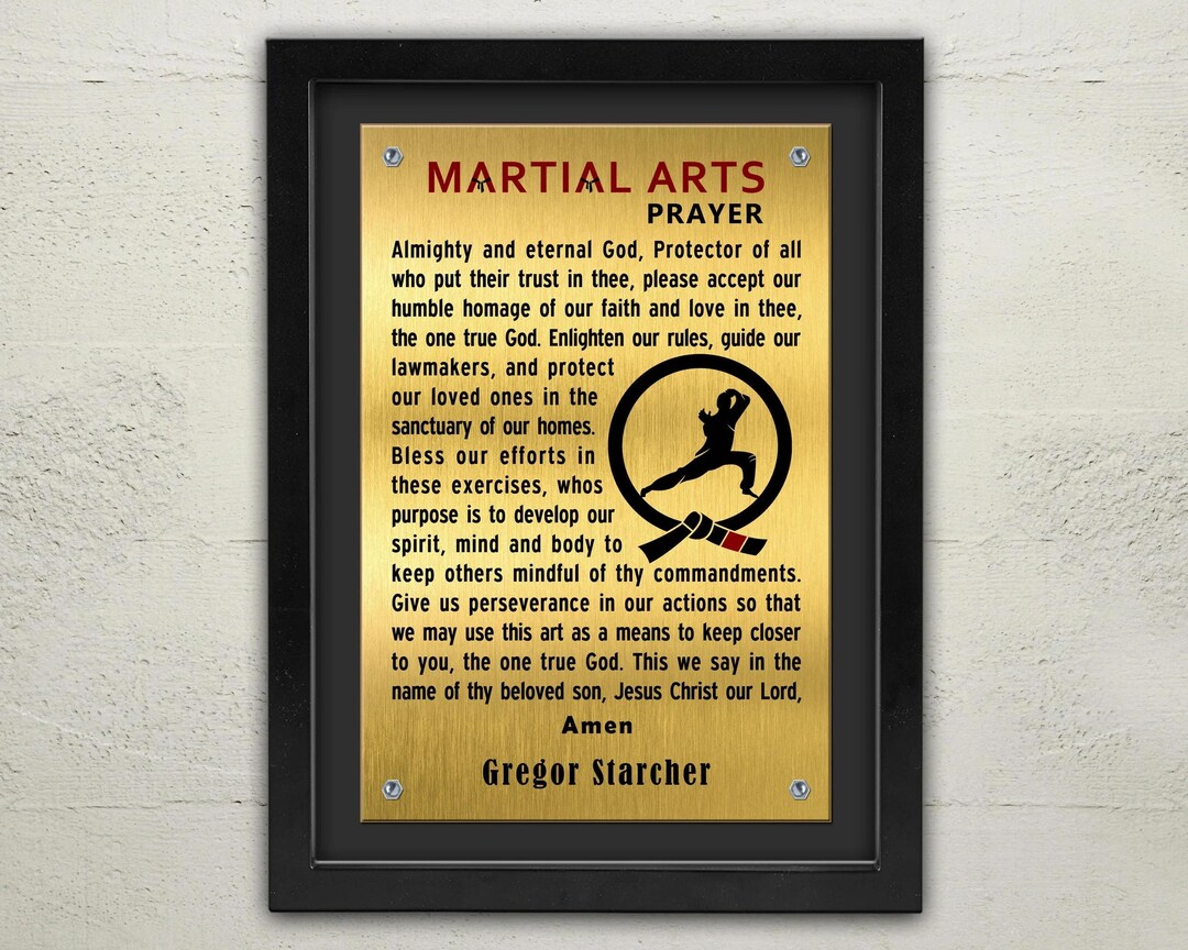 Martial Arts Prayer Framed Plaque | Taekwondo Sabumnim Thank You Gift ...