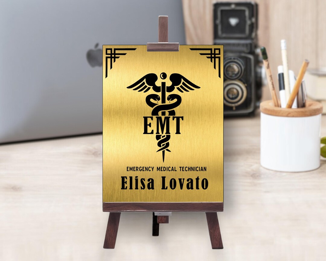 Custom EMT for Emergency Medical Technician Desktop Easel, Metal ...