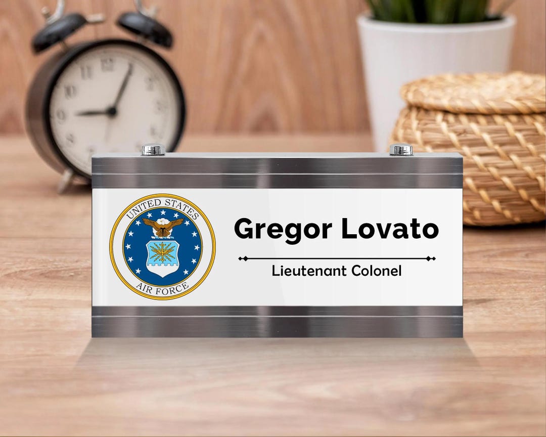 Military Desk Metal Name Plate With Rank, Army Desk Name Plate With ...