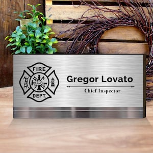 Personalized Firefighter Desk Name Plate: Fire Department Logo Gift - Etsy