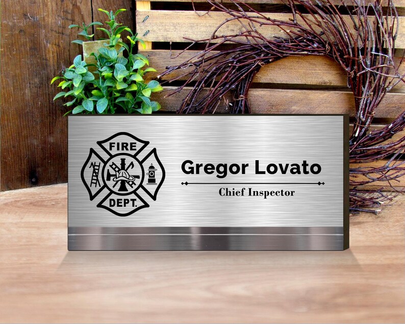 Personalized Firefighter Desk Name Plate: Fire Department Logo Gift - Etsy
