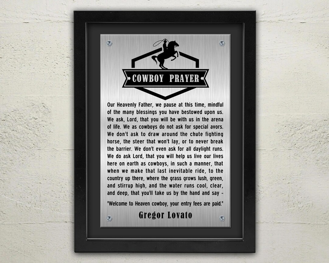 Cowboy Prayer Framed Plaque | Personalized Western Cowboy Gift, Western ...