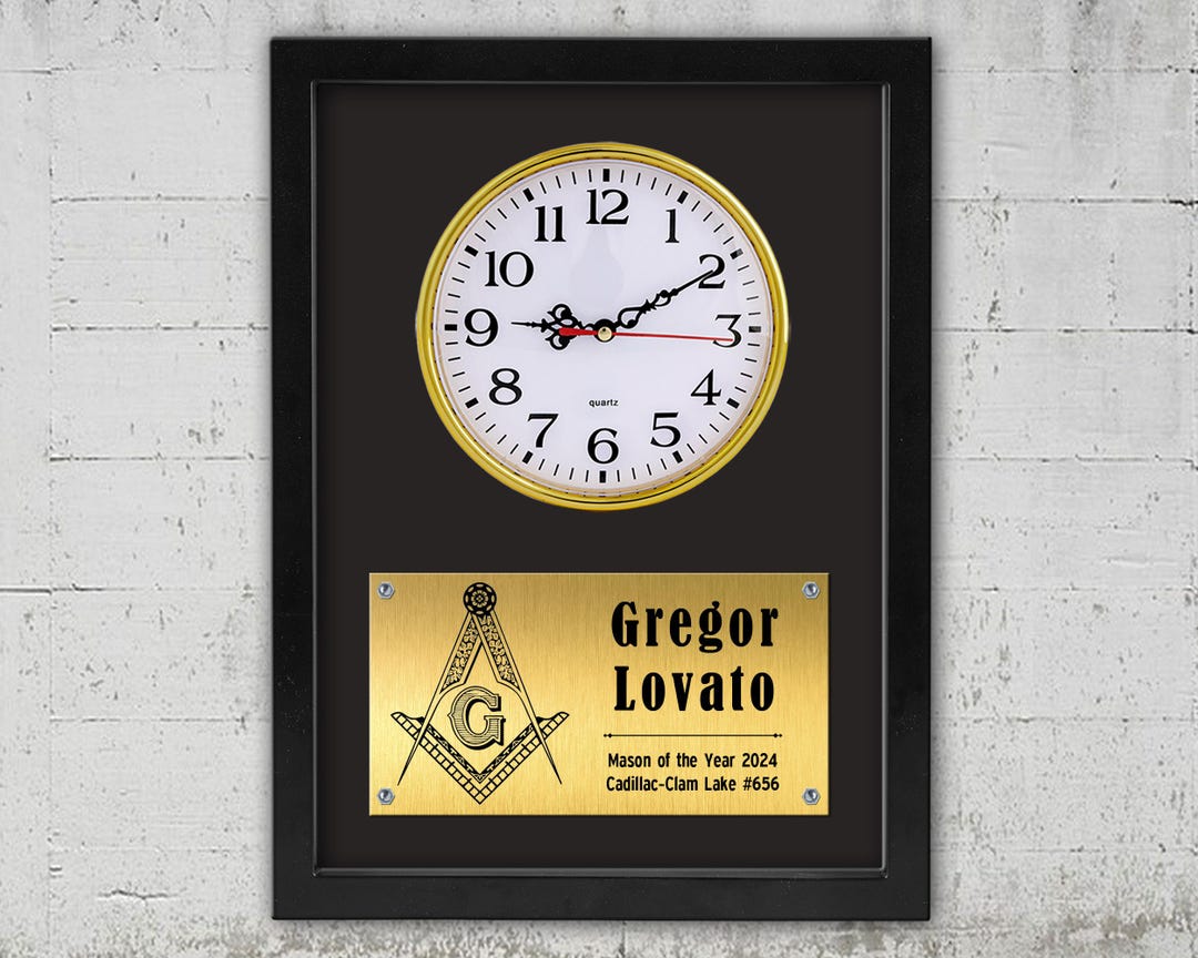 Mason, Masonic Clock, Freemasons Custom Framed Clock Plaque, Masonic ...