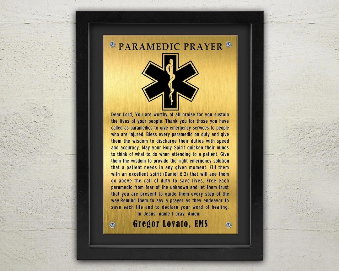 Paramedic Emt Prayer Framed Plaque | First Responder | Emergency ...