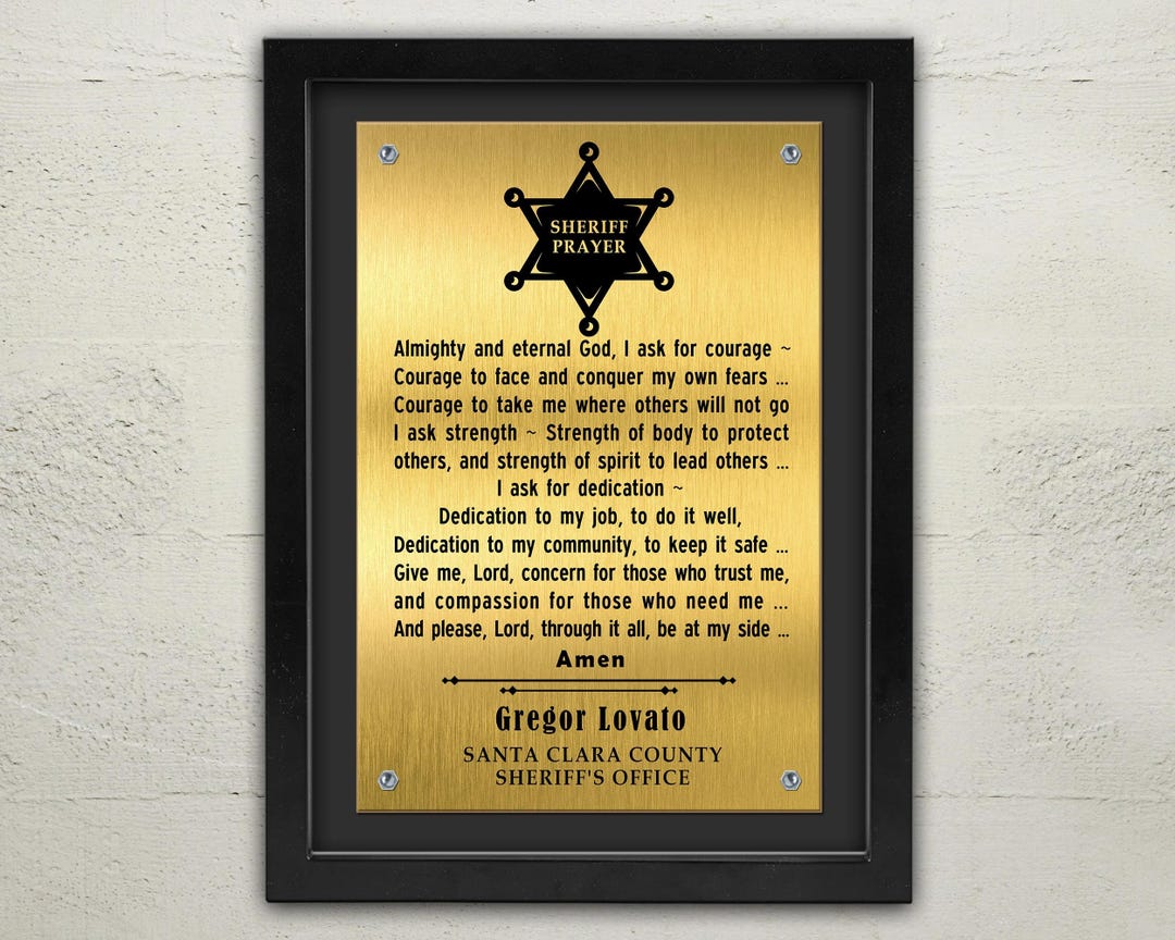 Sheriffs Prayer Framed Plaque | Personalized Sheriffs Gift | Police ...