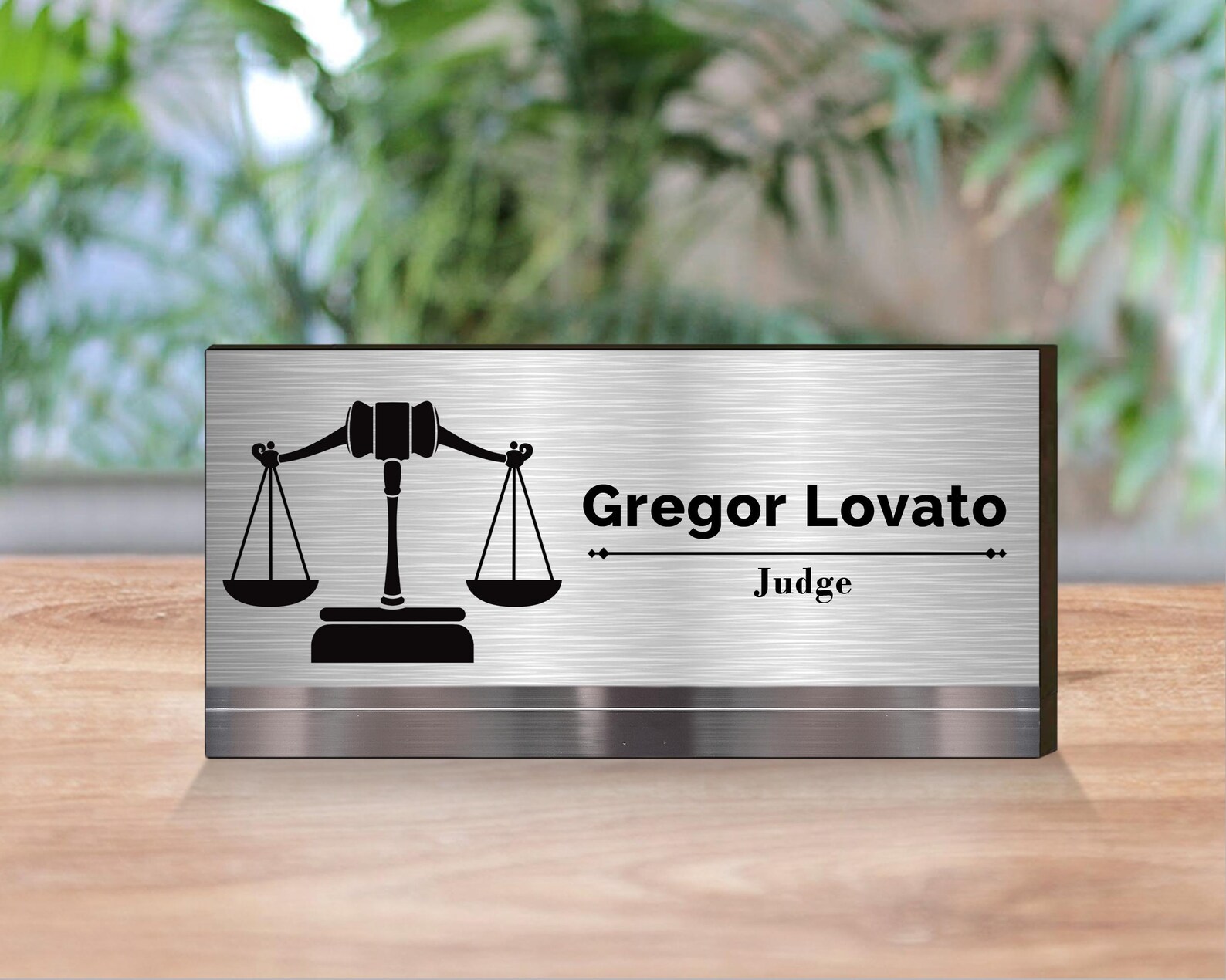 Personalized Judge Desk Name Plate: Modern Silver Metal Office Decor - Etsy