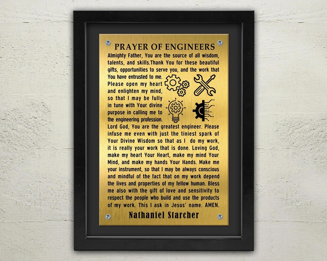 Prayer of Engineers Framed Plaque | Personalized Engineers Gift | Civil ...