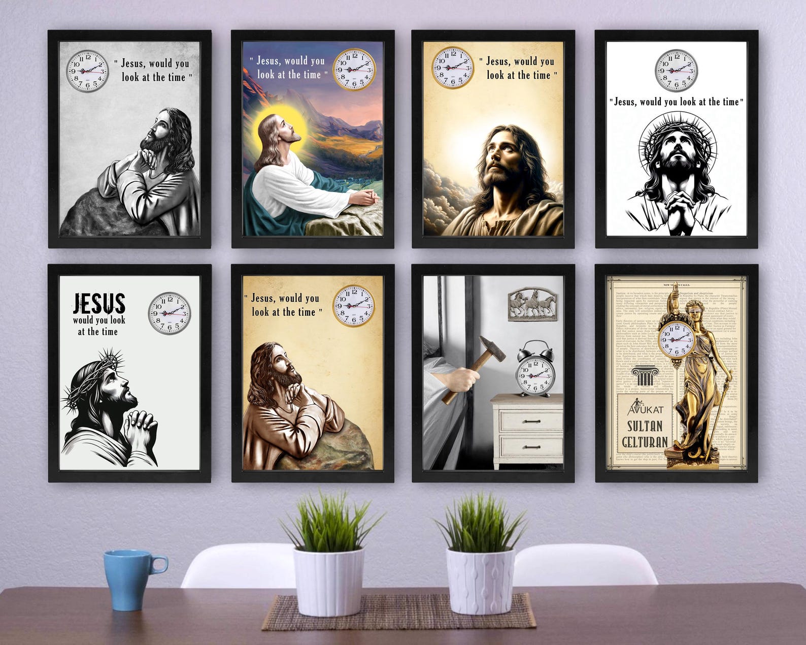 Funny Jesus Framed Clock Decor: Religious Wall Art (12x16 Inches) - Etsy