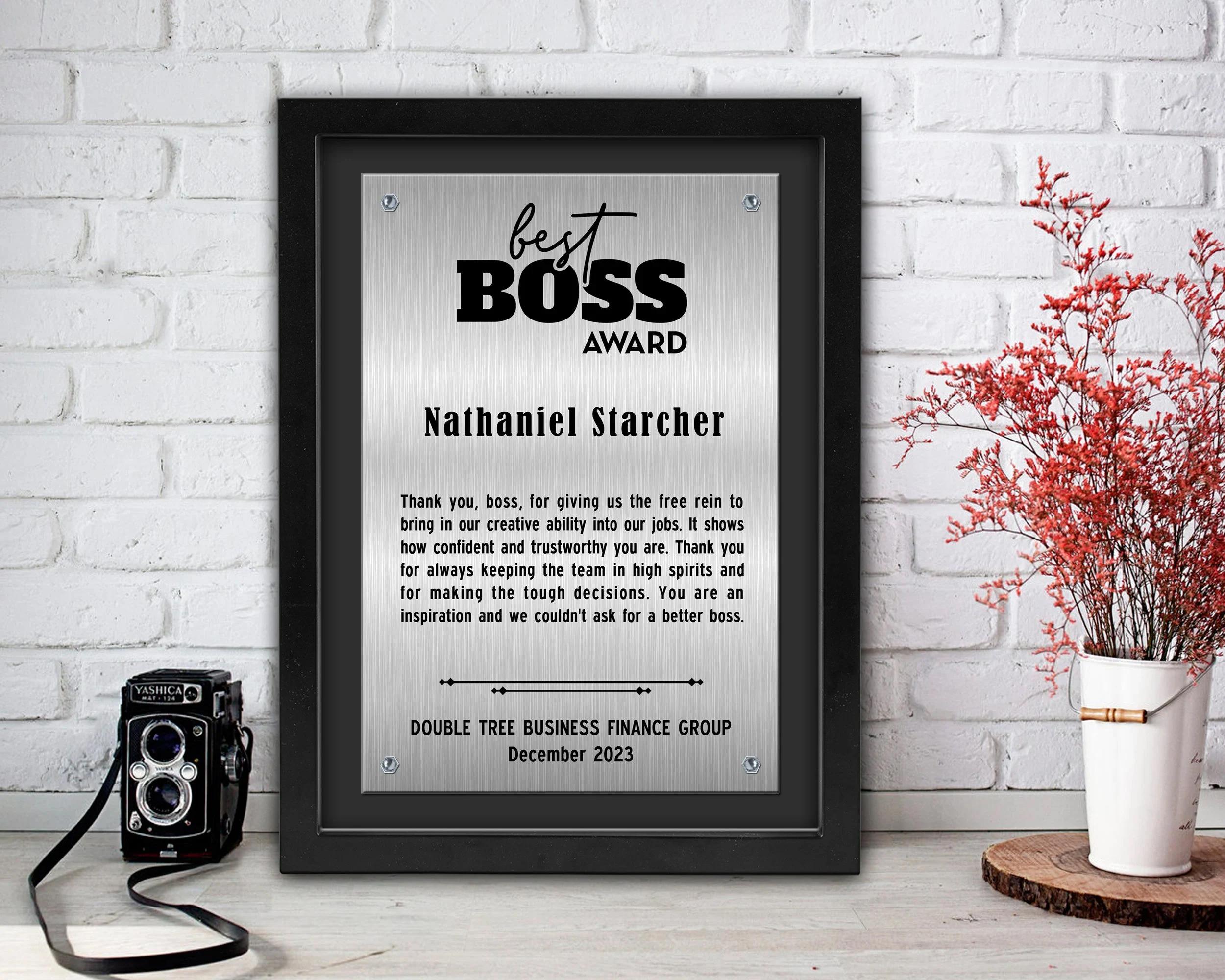 Personalized Boss Appreciation Plaque: Leadership Award, Retirement ...