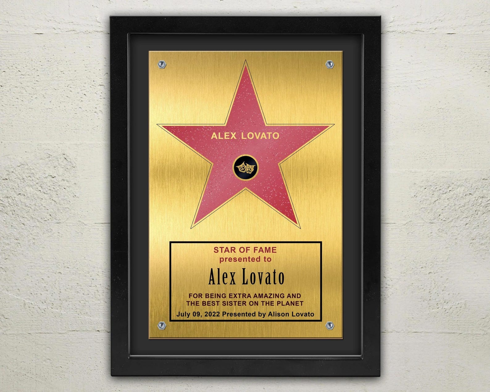 Personalized Hollywood Star of Fame Award: Framed Plaque, Recognition ...