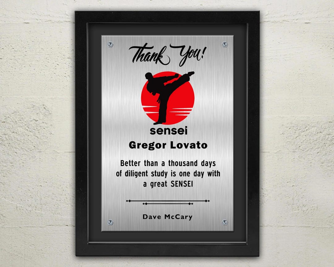 Karate Sensei Thank You Framed Plaque | Karate Coach, Sensei ...