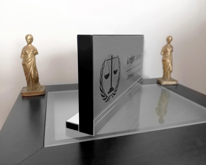Personalized Judge Desk Name Plate: Modern Silver Metal Office Decor - Etsy