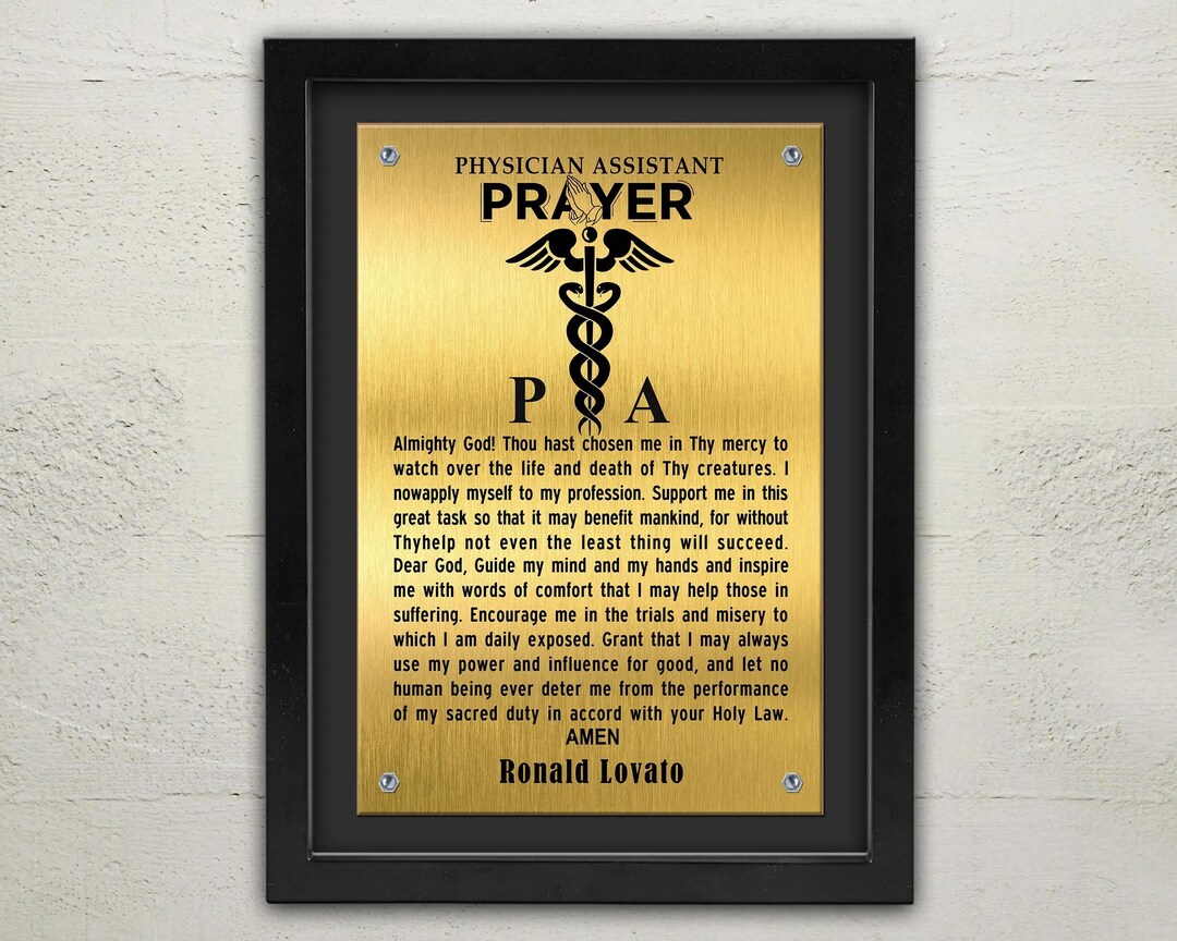 Personalized Physician Assistant Prayer Plaque - Framed Doctor's Gift ...