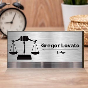 Personalized Judge Desk Name Plate: Modern Silver Metal Office Decor - Etsy