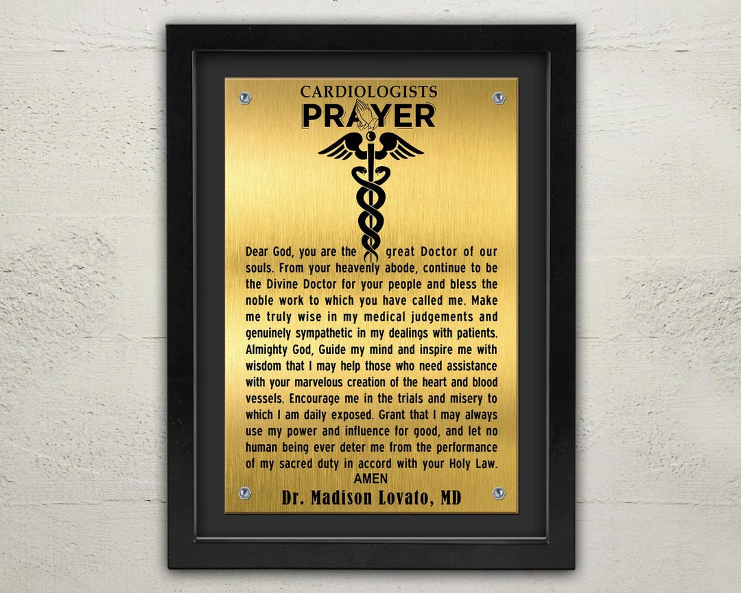Cardiologist Prayer Plaque: Personalized Doctor Gift, Medical Art ...