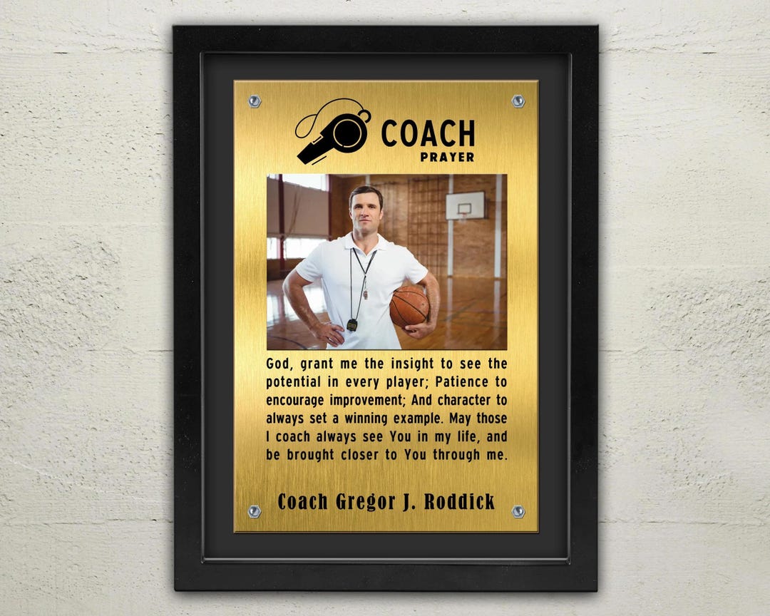 Personalized Coach Photo Framed Plaque | Coaches Prayer Plaque | Coach ...