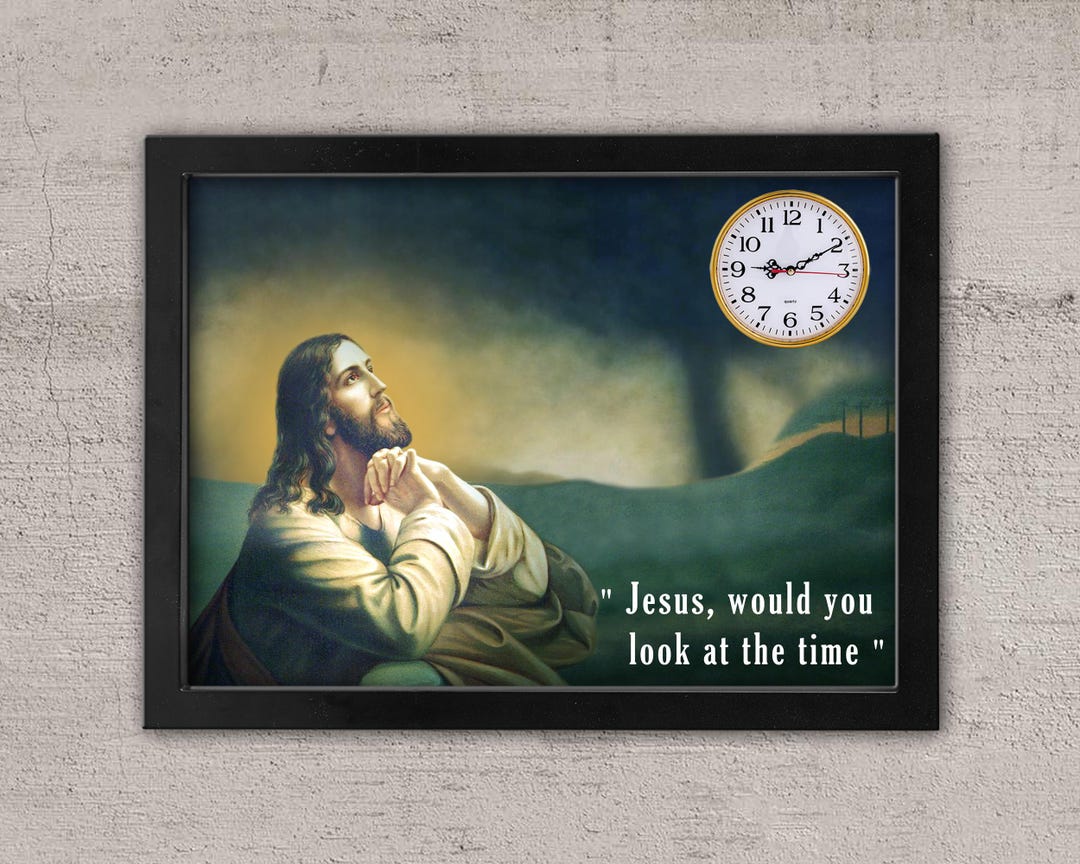Funny Jesus Framed Clock Decor: Religious Wall Art (12x16 Inches) - Etsy