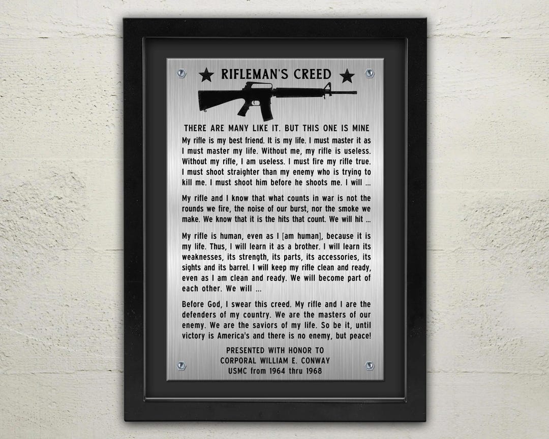 Military Prayer Framed Plaque | Personalized Rifleman's Creed, Marine ...