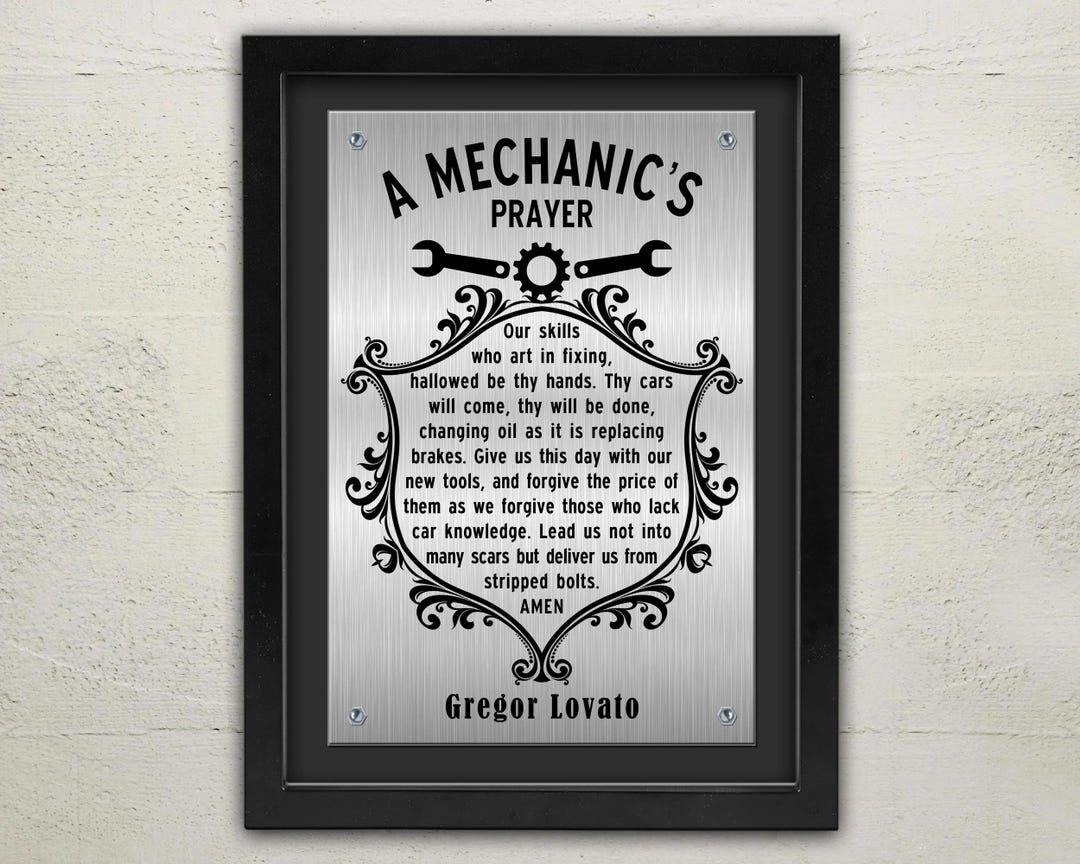 Mechanics Prayer Framed Plaque | Personalized Mechanics Gift | Shade ...