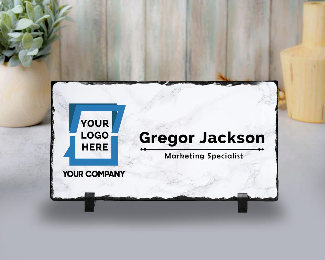 Custom Rock Desk Name Plate With Logo: Personalized Office Gift - Etsy