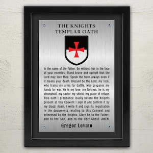 The Knights Templar Oath Framed Plaque, Personalized Knights Templa for ...