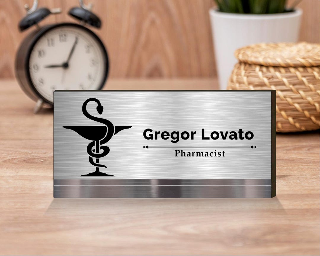 Personalized Pharmacist Desk Name Plate: Modern Metal Office Decor - Etsy