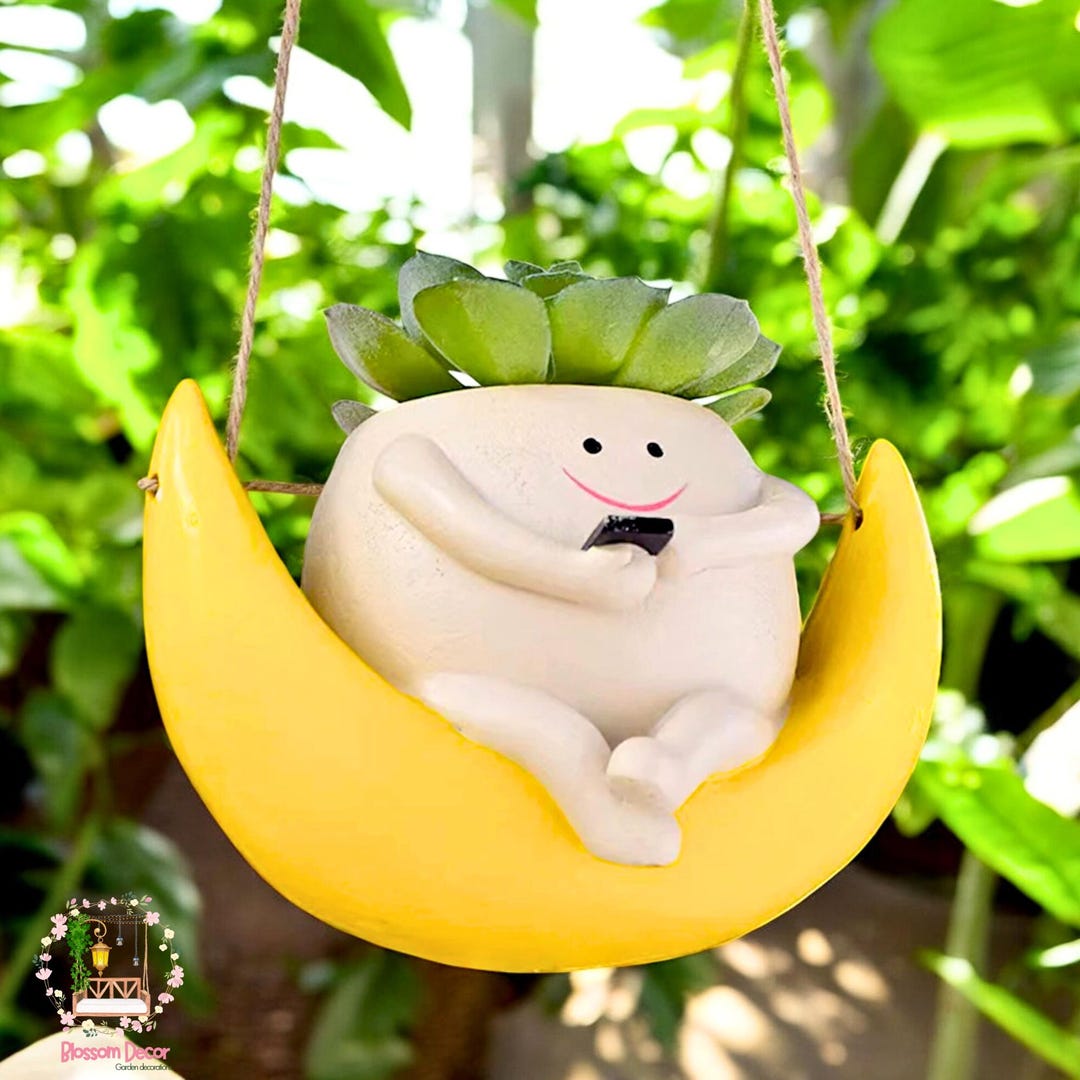 Hanging Smiley Face Planter, Decorative Garden Planter, Unique Patio ...