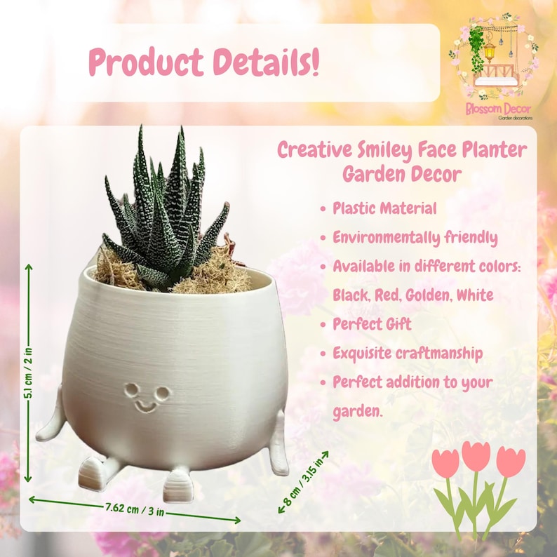 Smiley Face Planter Pot Cute Decorative Resin Planter for Indoor ...