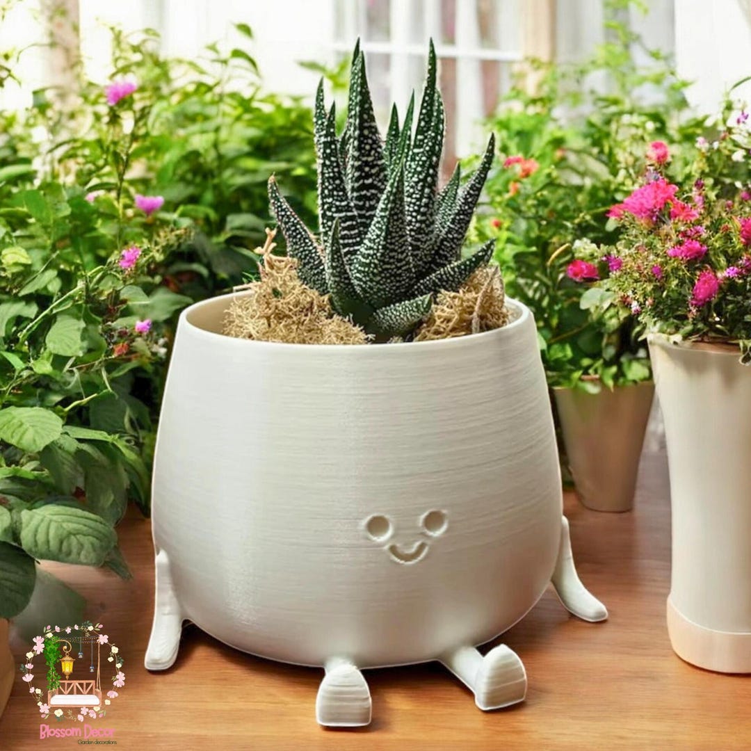 Smiley Face Planter Pot Cute Decorative Resin Planter for Indoor & Outdoor Use, Garden Ornament ...