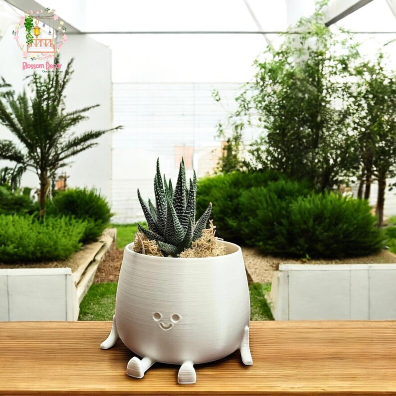 Smiley Face Planter Pot Cute Decorative Resin Planter for Indoor & Outdoor Use, Garden Ornament ...