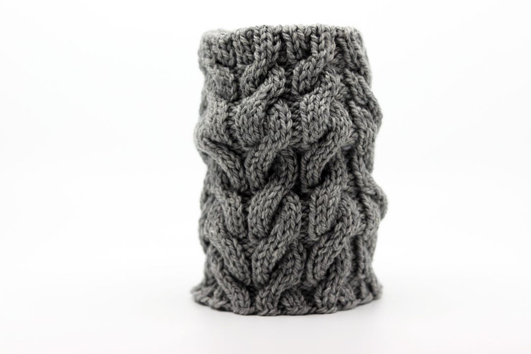 Grayson — Hand Knit Dog Snood - Gray Cable Knit, Warm Pet Scarf - Etsy