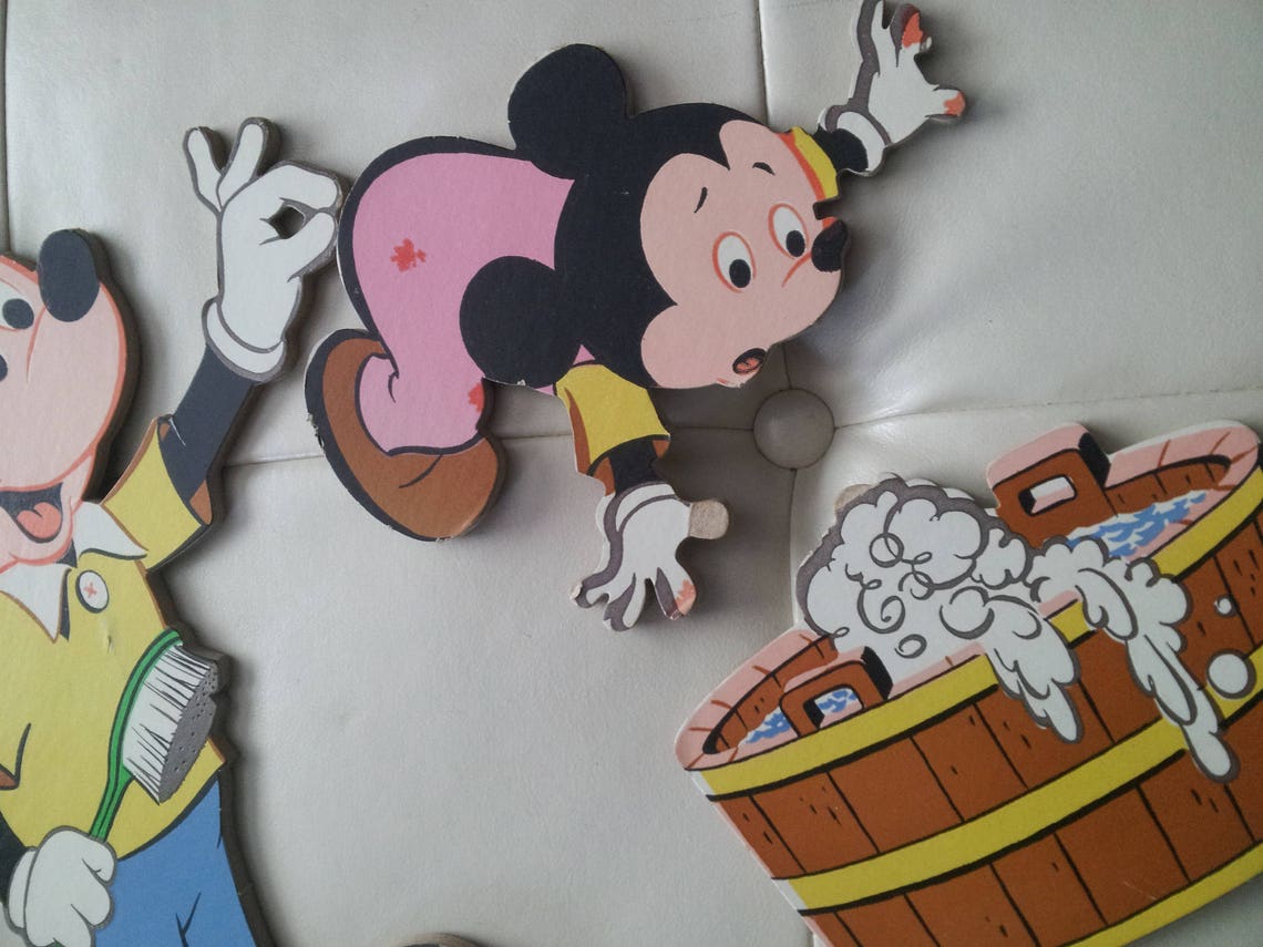 Vintage MICKEY MOUSE Set of 4 Cardboard Cutouts - Etsy
