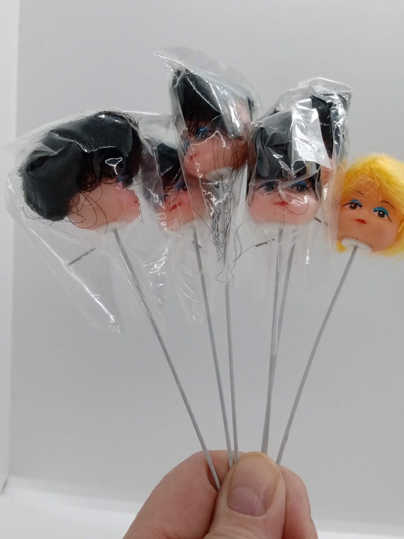 Doll & Model Making Set Of 3 Vintage Mini Doll Heads on Picks Home ...