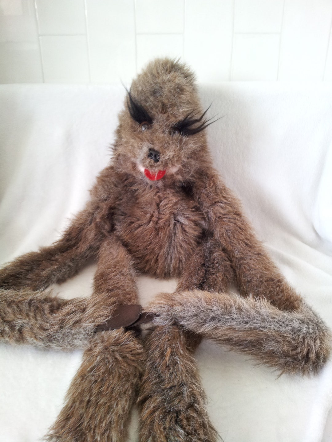 Vintage Monkey Ape Plush Hand Puppet 47 Long Wrap Around Hugging Puppet ...
