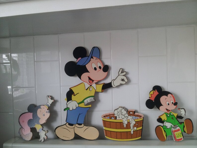 Vintage MICKEY MOUSE Set of 4 Cardboard Cutouts - Etsy